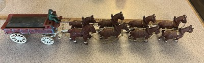 Cast Iron Horse Drawn Wagon Display 8 horses, Wagon and Driver Vintage ...