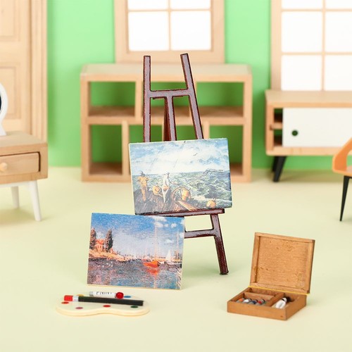 Set Dolls DIY Drawing Board Mini Wood Box Artist Paint Pen Miniature ...