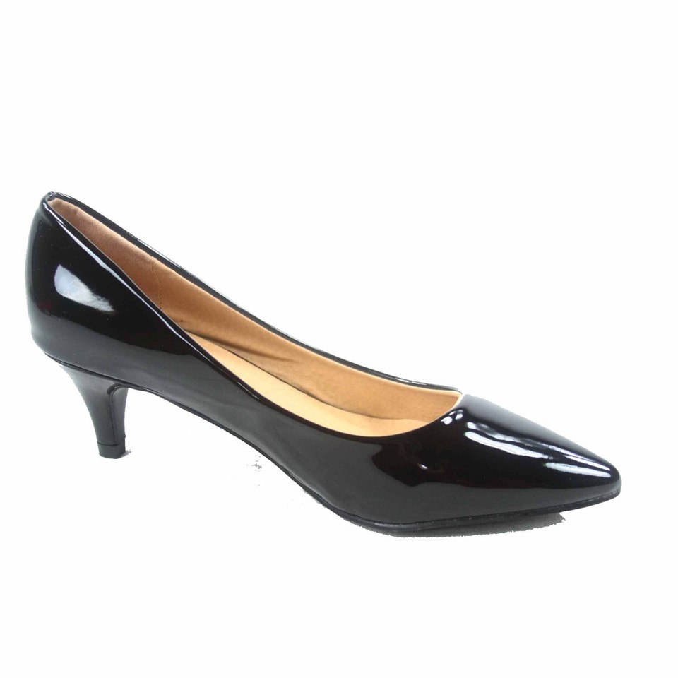 NEW Women's Comfort Patent Low Heel Round Pointed Toe Pump Shoes Size 6 ...