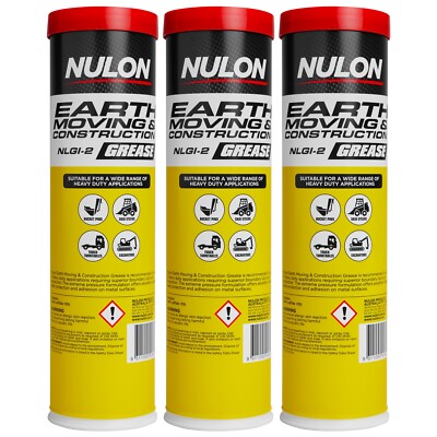 3 x Nulon Earth Moving and Construction NLGI 2 Black Grease - 450g ...
