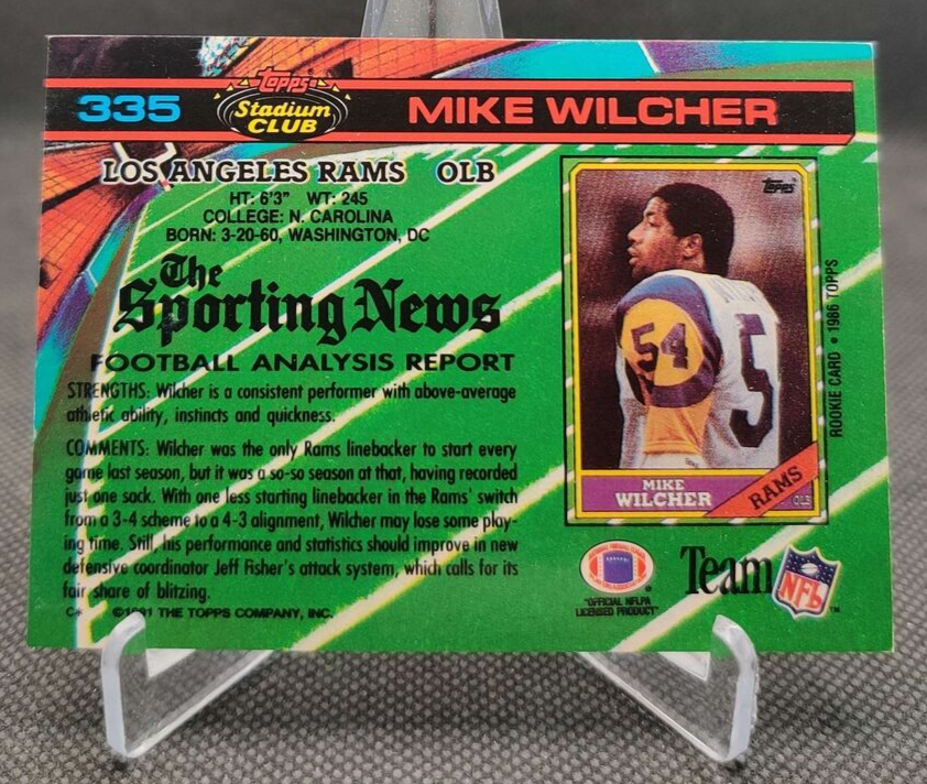 1991 Topps Stadium Club #335 Mike Wilcher Los Angeles Rams Football ...