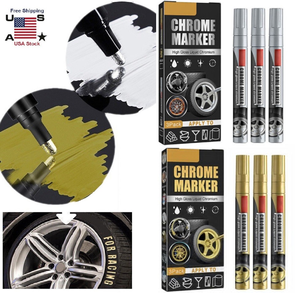 6× Liquid Mirror Chrome Marker Set DIY Car Paint Pen Metal Marker ...
