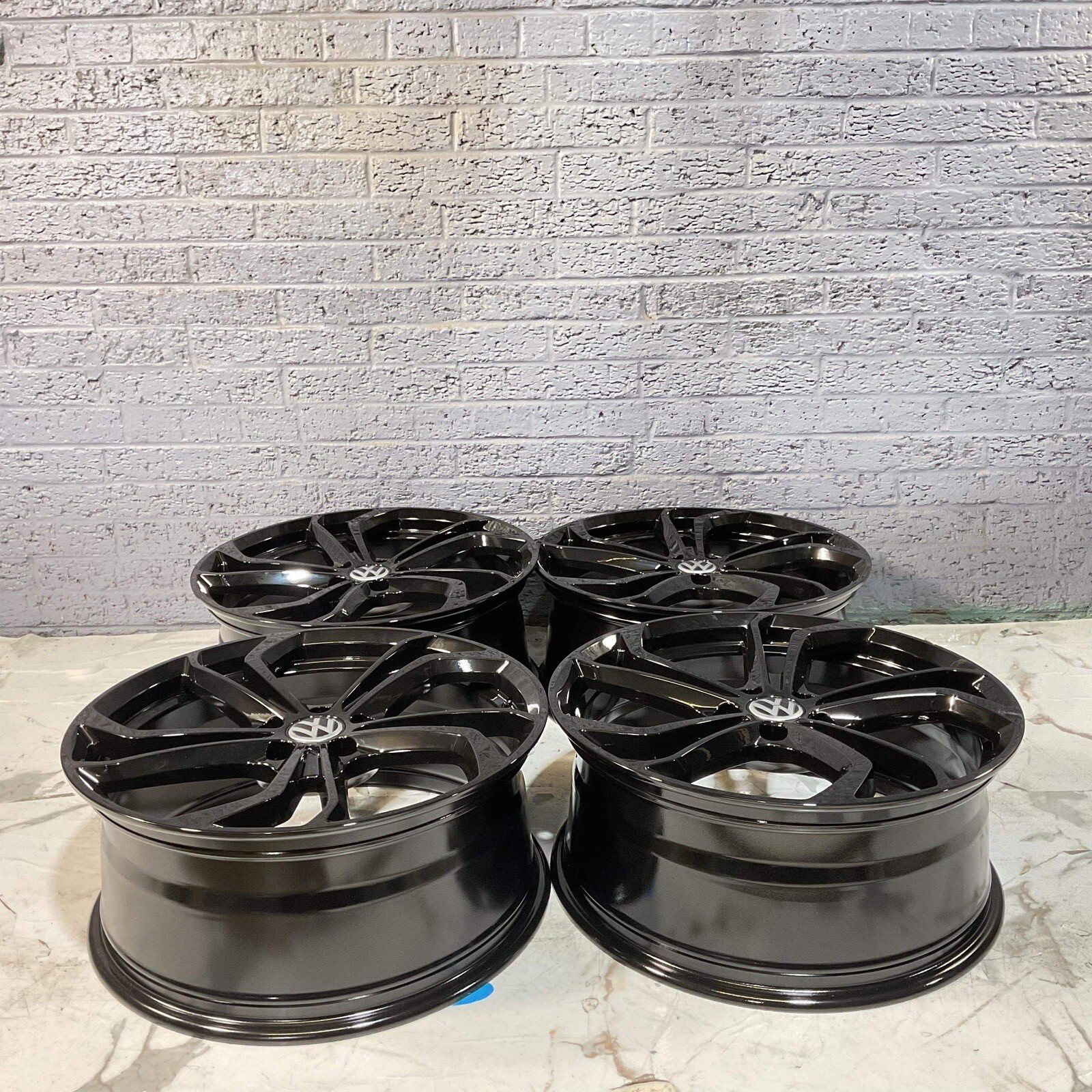 19" Black Wheels Fit Volkswagen GTI Golf Jetta Passat VW 19X8 +45 5X112 ...