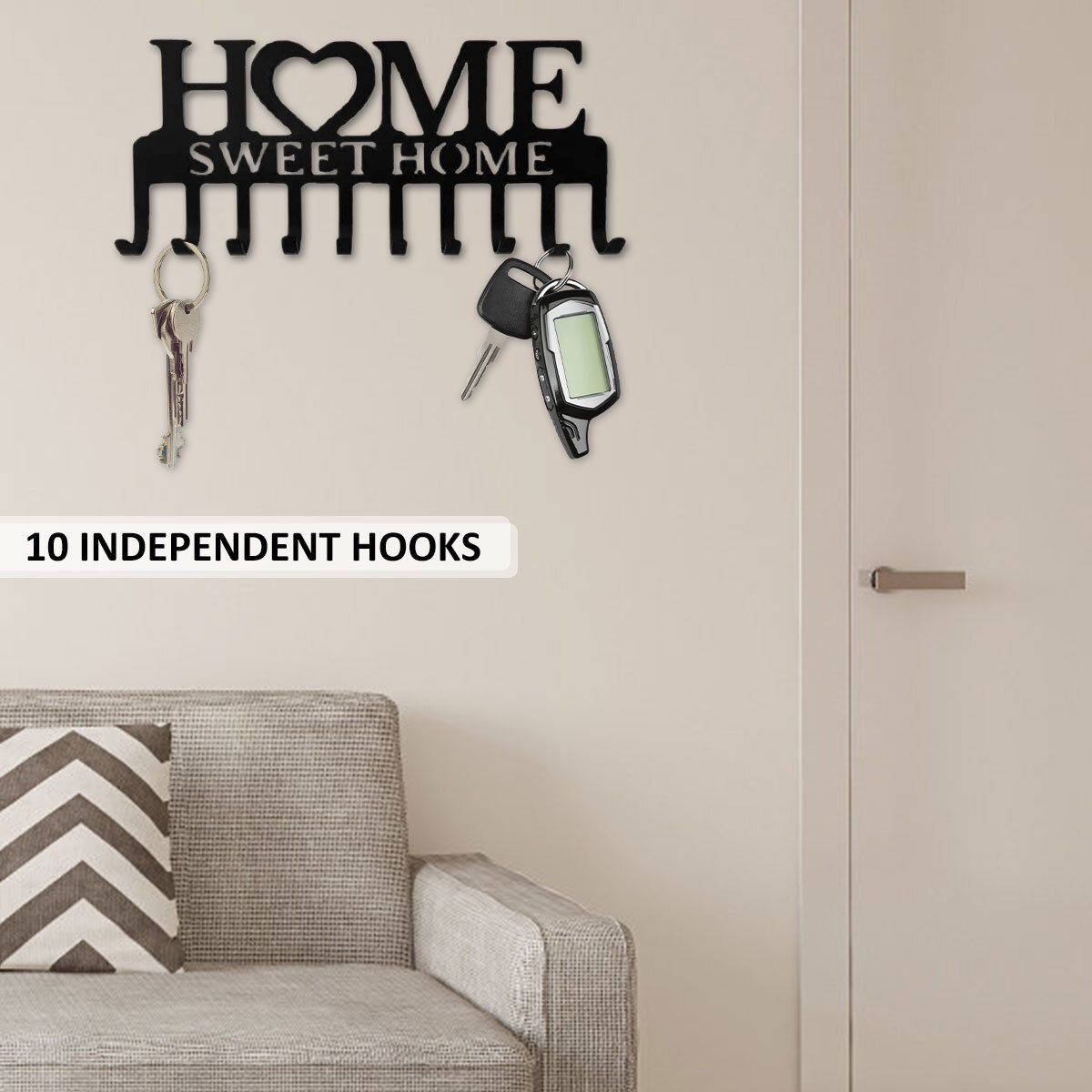 Sweet Home Key Holder Wall-Mounted Key Hanger Metal Decorative Key Hook ...