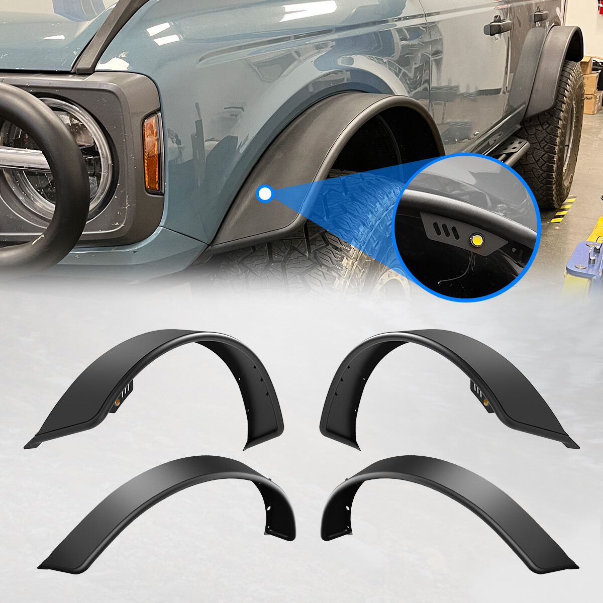 Upgrade For 2021 2022-2025 Ford Bronco Steel Front Rear Fender Flares ...