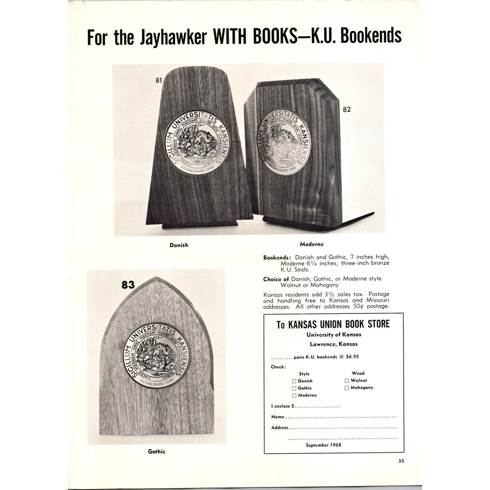 Kansas Union Book Store Univeristy of Kansas Lawrence KS 1968 Kansas Ad ...