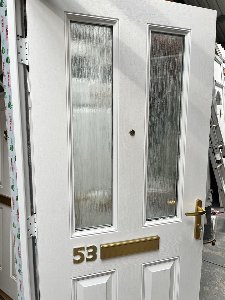 CLEARANCE DOOR-SETS! White UPVC Composite Toplight Front Door 2255mm X ...