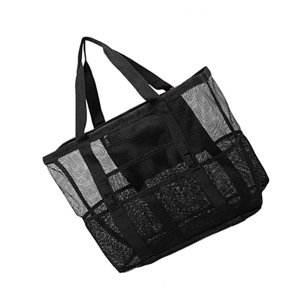Large Mesh Beach Bag Multi-pocket Beach Tote Beach Toy Pouch Travel ...