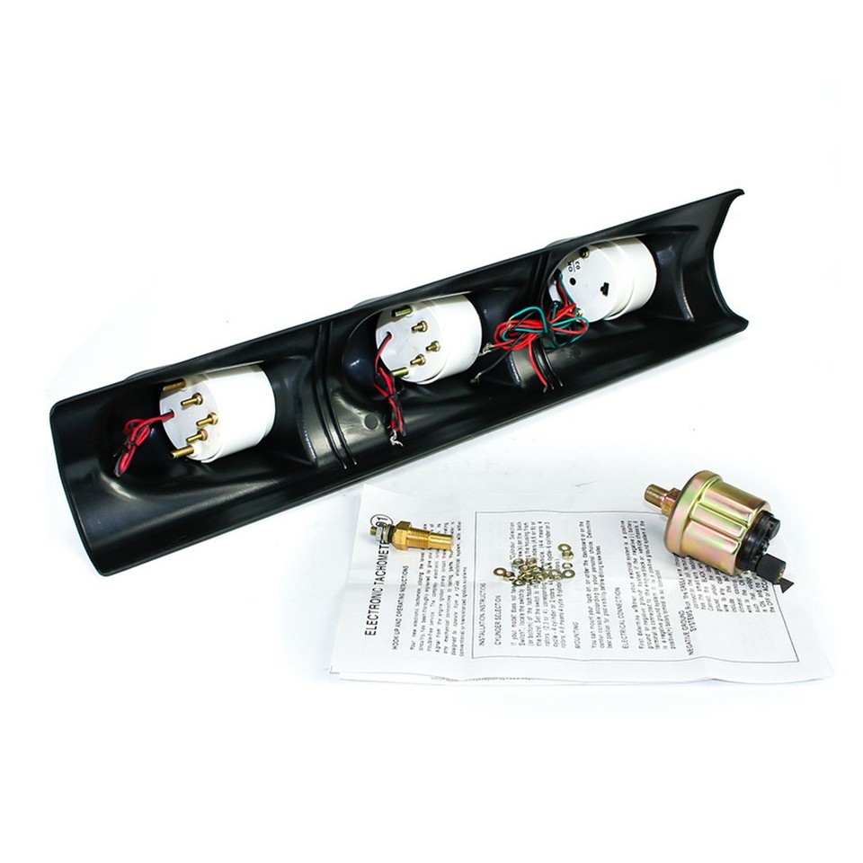 2'' 52mm Blue LED Triple 3 Gauge Kit Tachometer Water Temp Oil Press ...