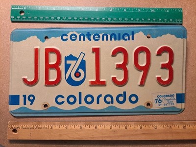 License Plates, Colorado, 1976 Centennial, JB 76 (1876-1976) 1393 | eBay