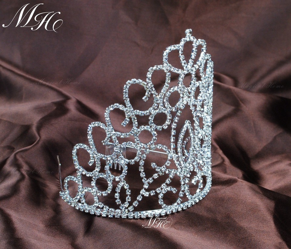 Queen Princess Tiaras Hair Combs Crystal Bridal Wedding Brides Crowns ...