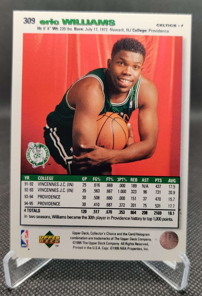 1995-96 Collector's Choice #309 Eric Williams Rookie RC Boston Celtics ...