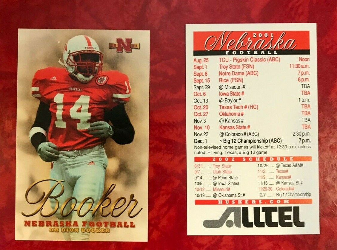 2001 NEBRASKA HUSKERS FOOTBALL POCKET SCHEDULE DION BOOKER | eBay