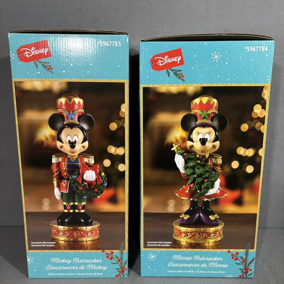 New Disney 15in Mickey Minnie Mouse Nutcracker Set Christmas Holiday ...