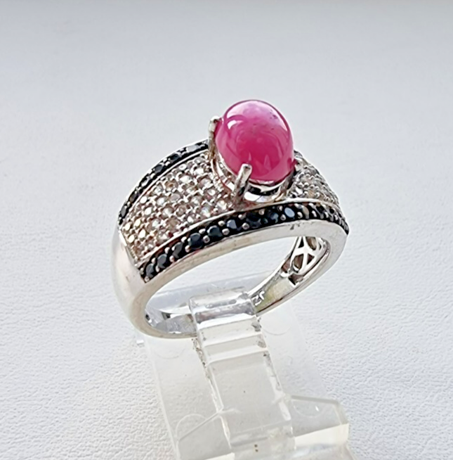 JZ 925 STERLING SILVER 8x6 oval STAR RUBY DESIGNER RING SIZE 7.75 | eBay