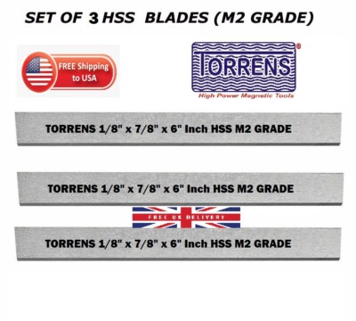Lathe Cut Off Parting Tool Blade 3 Piece Set 1/8" x 7/8" x 6" Inch HSS ...