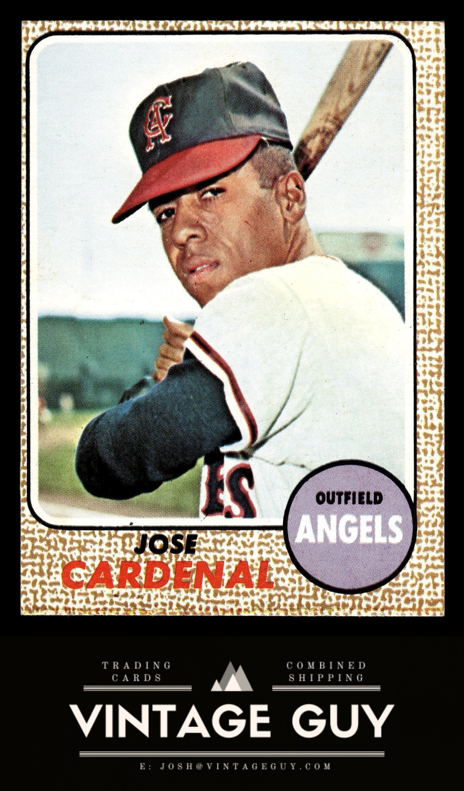 1968 Topps #102 Jose Cardenal Vintage California Angels Baseball Card ...