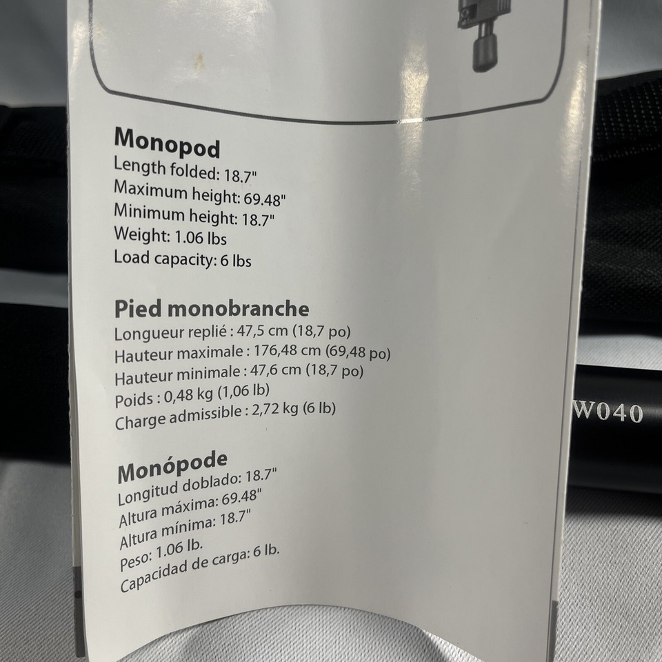 Dynex DX-SW040 Monopod For Lightweight Cameras & Camcorders Extends To ...