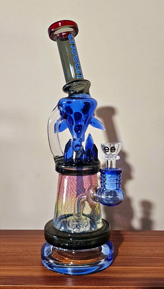 CHEECH Glass blue Recycling Crystals 12" glass water bong pipe hookah ...