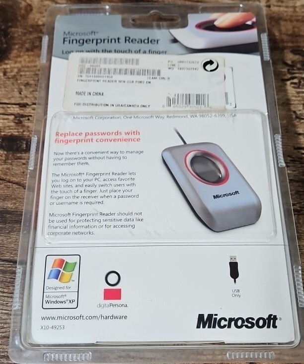 Microsoft Fingerprint Reader PC USB 1033 Windows XP Computer Password ...