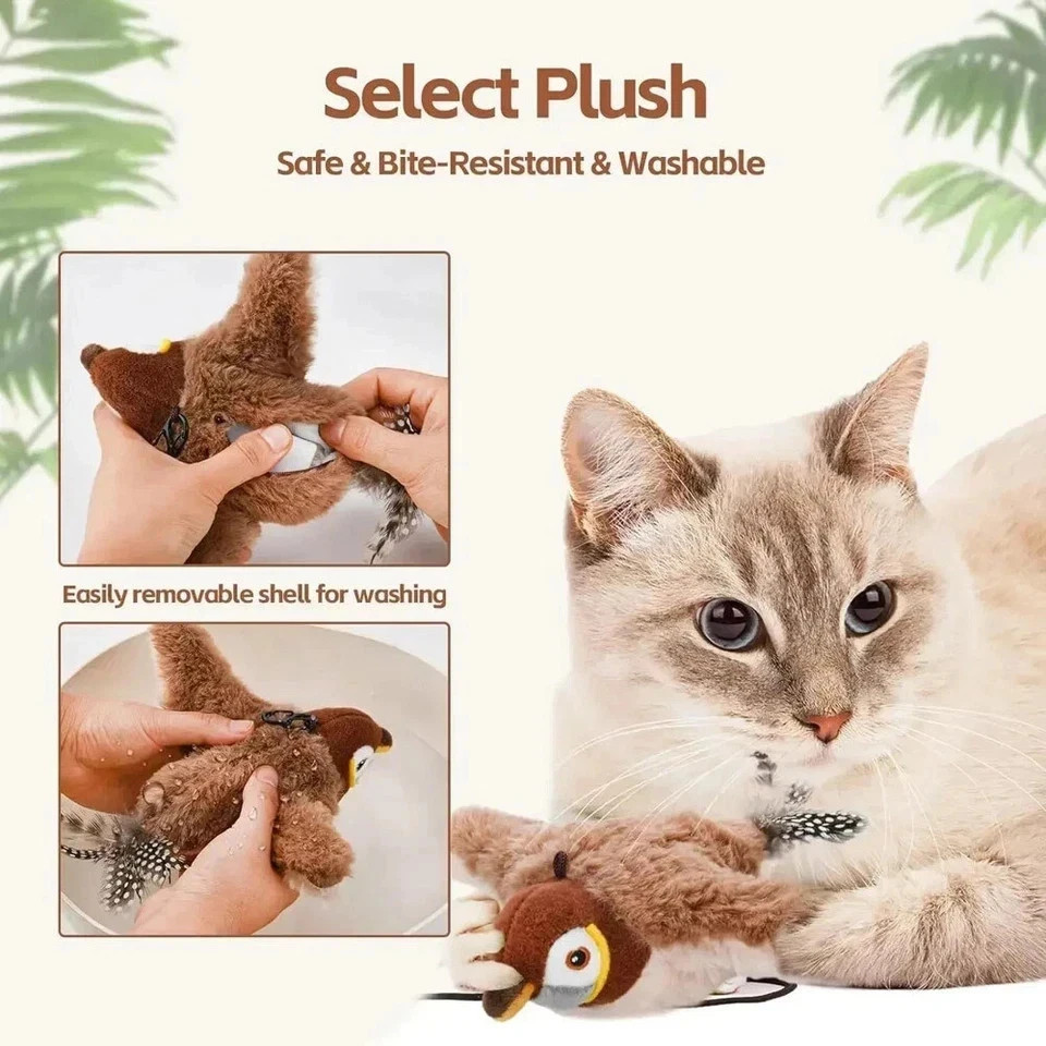 USB Interactive Flying Bird Cat Toys Electronic Pet Simulation Sparrow ...
