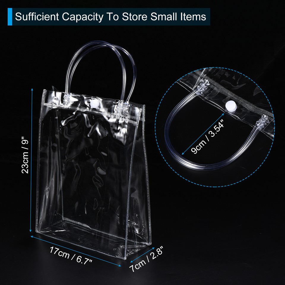100pcs Clear PVC Gift Bags 9x 6.7x2.8" Reusable Mini Plastic Gift Wrap ...
