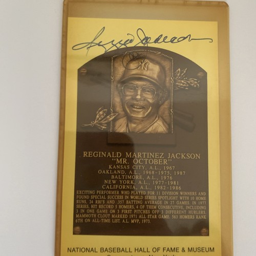 Reggie Jackson “Mr October” Auto’d HOF Plaque Postcard with Certificate ...