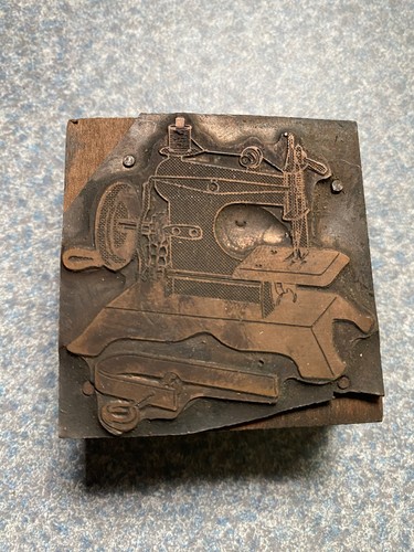 vtg Sewing Machine Child Toy Size printing blocks Letterpress Print Block | eBay