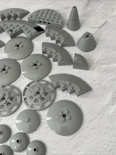 LEGO LOT LIGHT BLUISH GRAY 44 PCS ROUND DISH DISK QUARTER SAUCER CONE ...