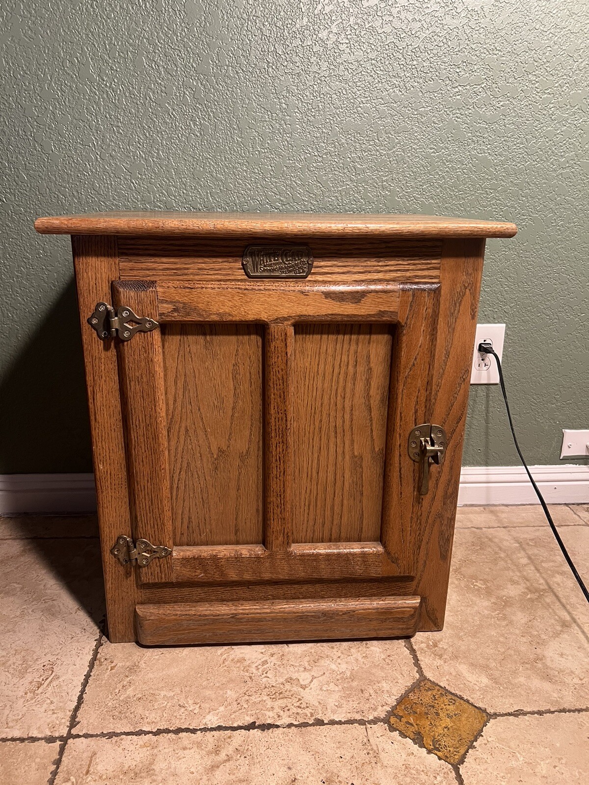 Vintage White Clad Oak Wood Ice Box Nightstand Cabinet Chest End Table ...