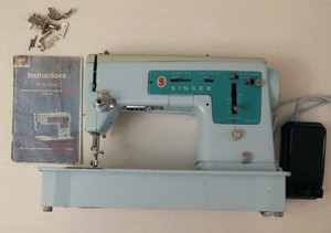 Vintage Singer model 347 blue sewing machine FOR PARTS 1966 1960s 60s ...