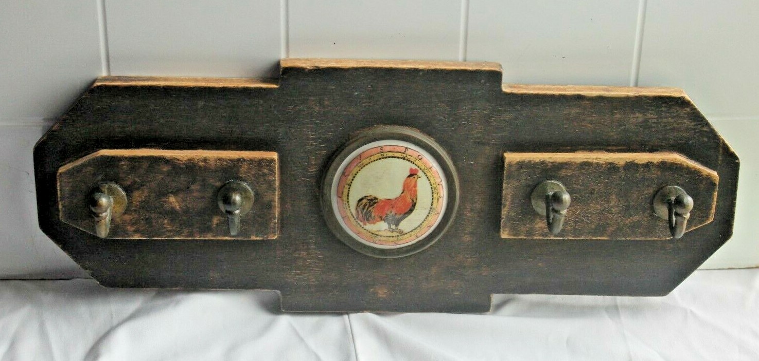 Vintage Rustic looking Handmade Roster Folk Art Wall Mount Rack Coat ...