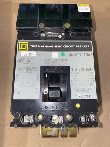 SQUARE D FH36060 60 AMP I-LINE CIRCUIT BREAKER 3 POLE 600 VAC | eBay