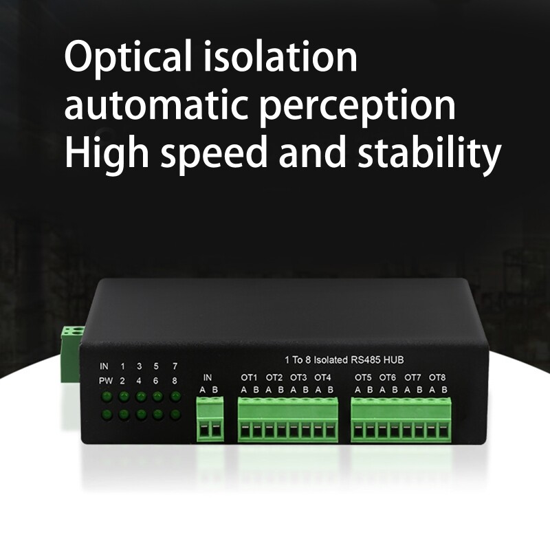 8-Port RS485 HUB Splitter 1 In 8 Out Industrial Grade Isolated Support ...