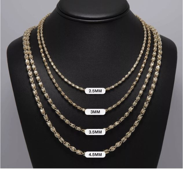 10k Yellow Gold 26" Diamond Cut Turkish Rope Link Chain Necklace 4.5MM ...