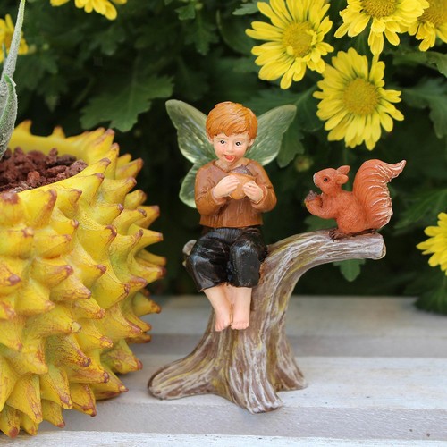 Miniature Fairy Garden Statue Squirrel Fairy Resin Figurine | eBay