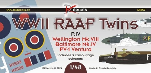 1/48 DK Decals 48057; WWII RAAF Twins Pt.IV - WELLINGTON, VENTURA ...