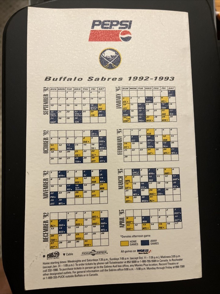92–93 Buffalo Sabres - Yearbook/Media Guide - NHL - Excellent Condition ...
