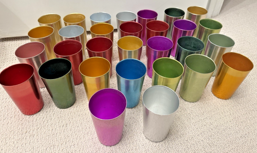 VINTAGE! 30 MCM Bascal Anodized Aluminum Cups Tumblers Various Colors ...