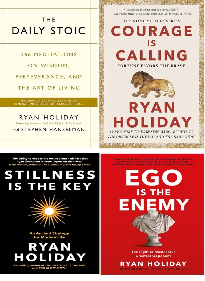 4 Books Set: Daily Stoic,Courage Is Calling,Stillness is The Key,Ego is ...