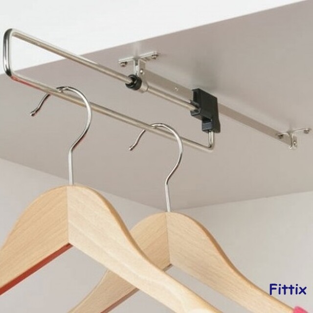 Wardrobe Pull Out Clothes Hanger Rail Extending Rail Storage ...
