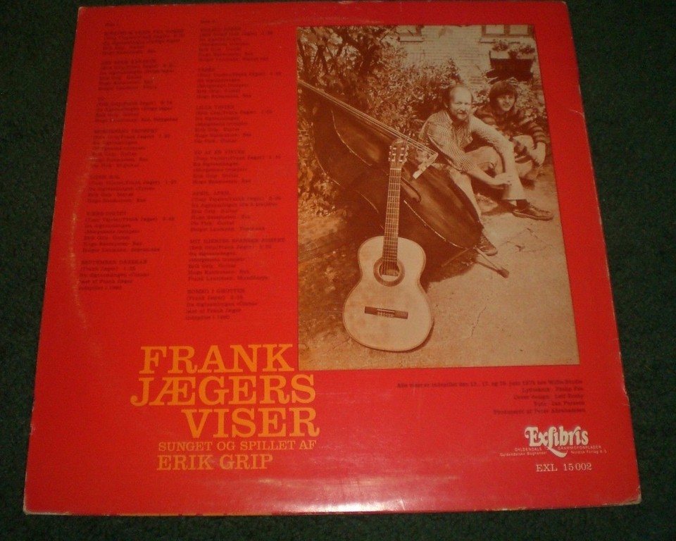 Frank Jægers Viser Erik Grip~1975 Denmark Import World Folk~FAST ...
