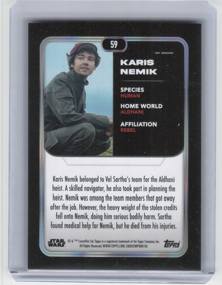 2023 Topps Star Wars #59 Karis Nemik Green Foil #/499 | eBay