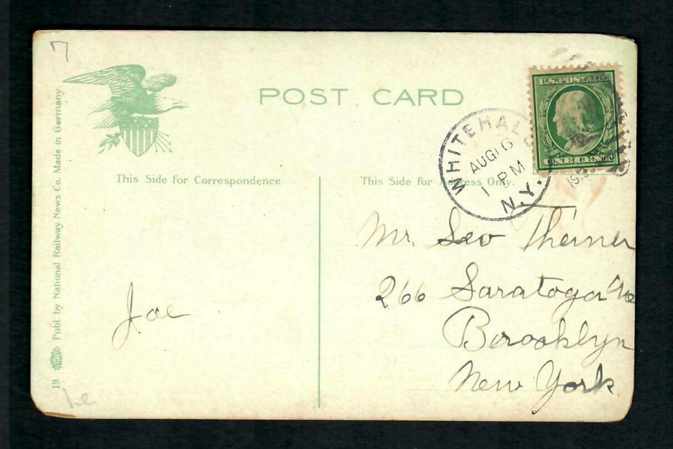 PX1e 1913 Lake George, Steamer Landing full of people at Horicon Lodge ...