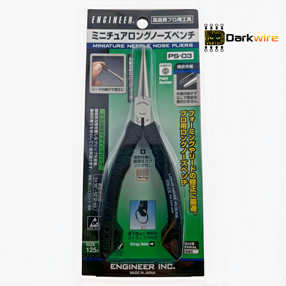 Engineer Brand Japan PS-03 Miniature Needle Nose Pliers - ESD Safe ...