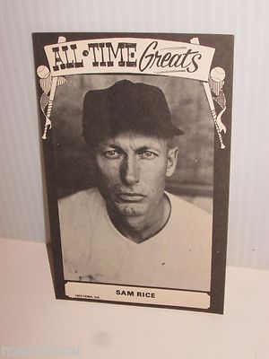 TCMA ALL-TIME GREATS 1973 VINTAGE PHOTO STYLE BASEBALL CARD SAM RICE | eBay