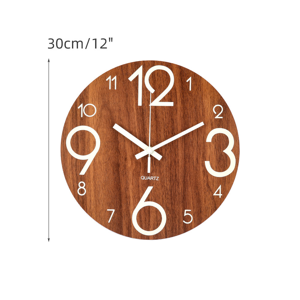 12 inch Silent Glow In Dark Wall Clock Luminous Non Ticking Quartz ...