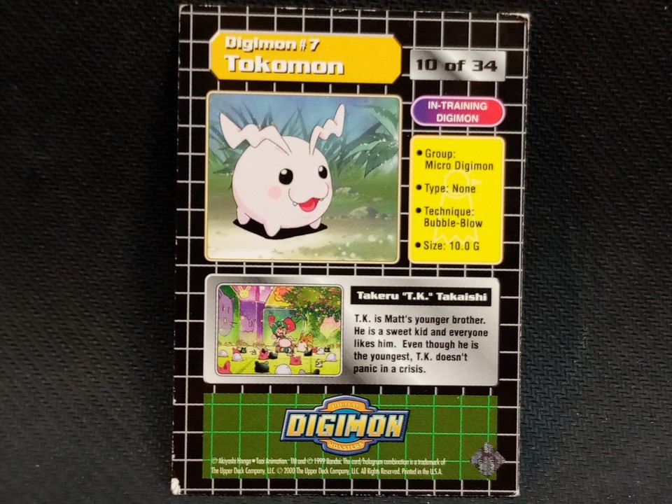 FOIL PRISM Digimon Card T.K. & Tokomon 10 Of 34 Animated Series Holo ...