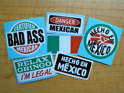 6pk Funny Hard Hat Stickers | Bad Ass Mexican Sarcastic Mexico Decals ...