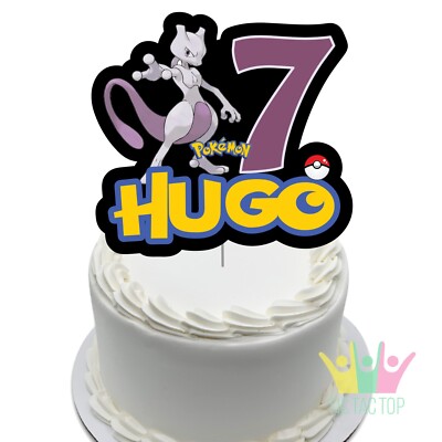 Mewtwo Pokemon Game Cake Topper. PERSONALISED Lolly Bag Party Supplies ...
